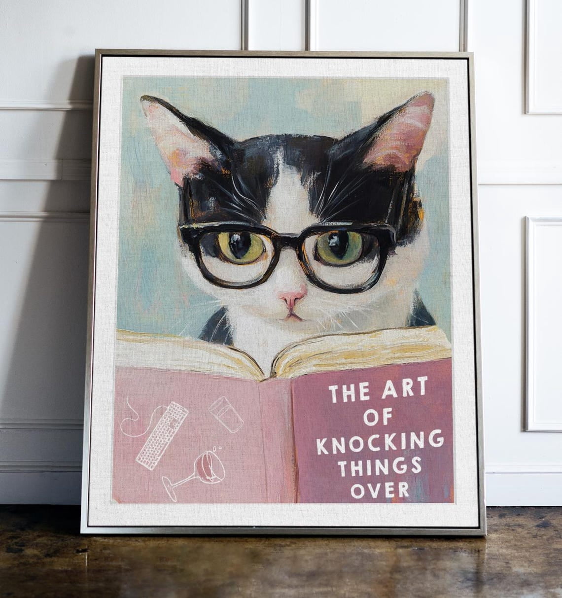 Humorous Cat Reading Poster: Quirky Bathroom Wall Art, Aesthetic Decor ...