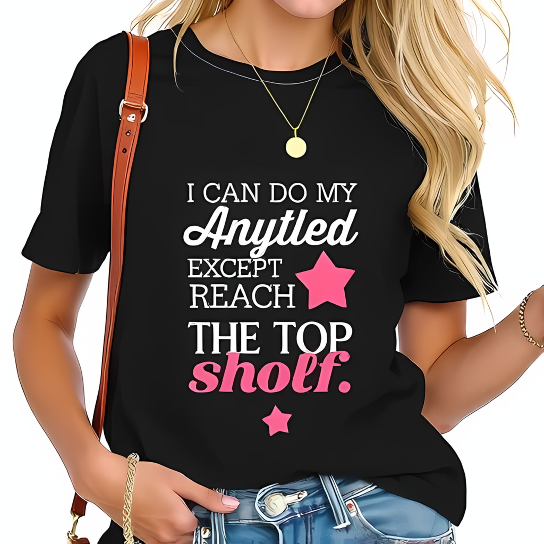 Humorous Cotton Short Sleeve T-Shirt with Playful Slogan " I CAN DO MY ...