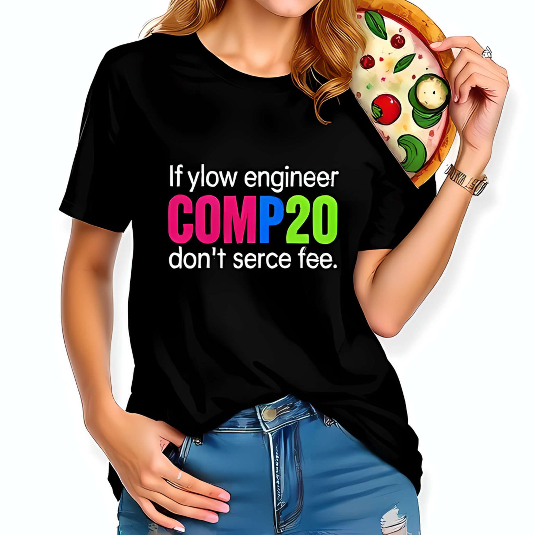 Humorous Cotton Short Sleeve T-Shirt with Playful Slogan " If yl ow ...