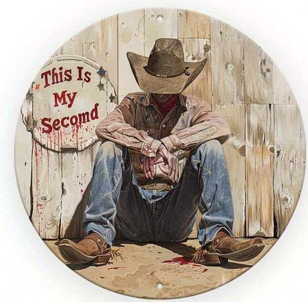 Humorous Cowboy Dusting Off Scene Metal Tin Sign are Poster Wall Decor ...
