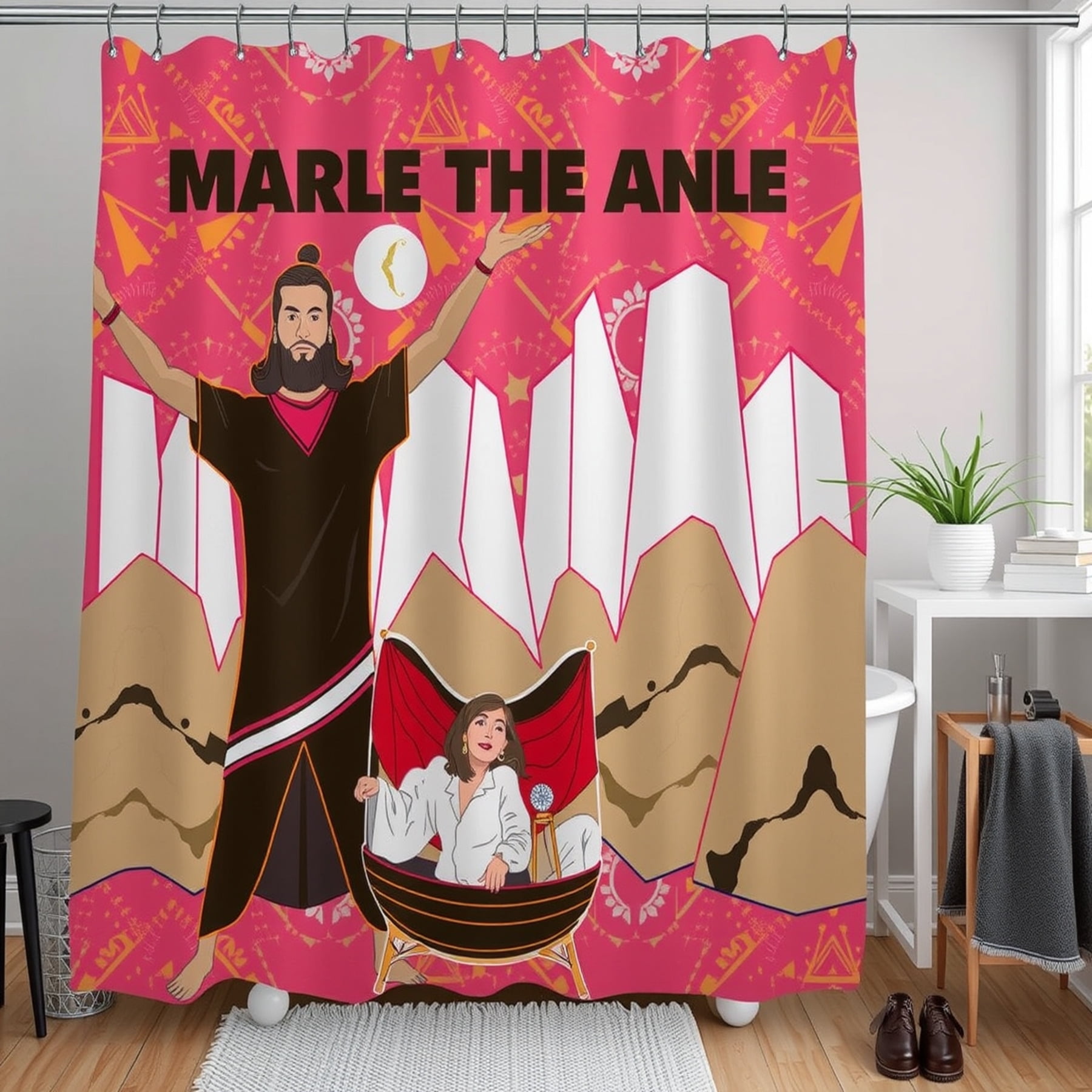 Humorous Fantasy Shower Curtain with Bearded Man & Boat Design ...