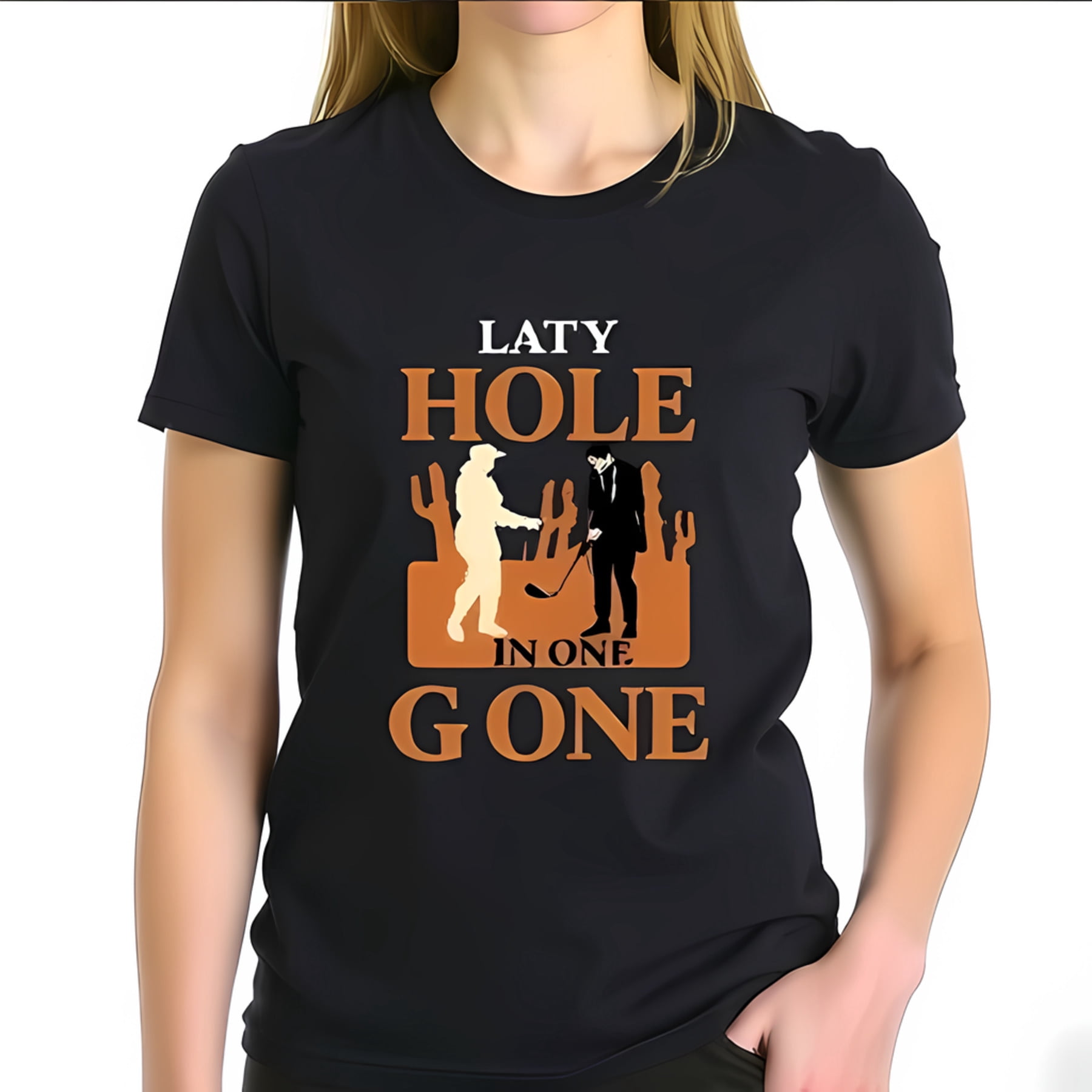 Humorous Golf Themed Cotton Short Sleeve T-Shirt with Desert Landscape ...