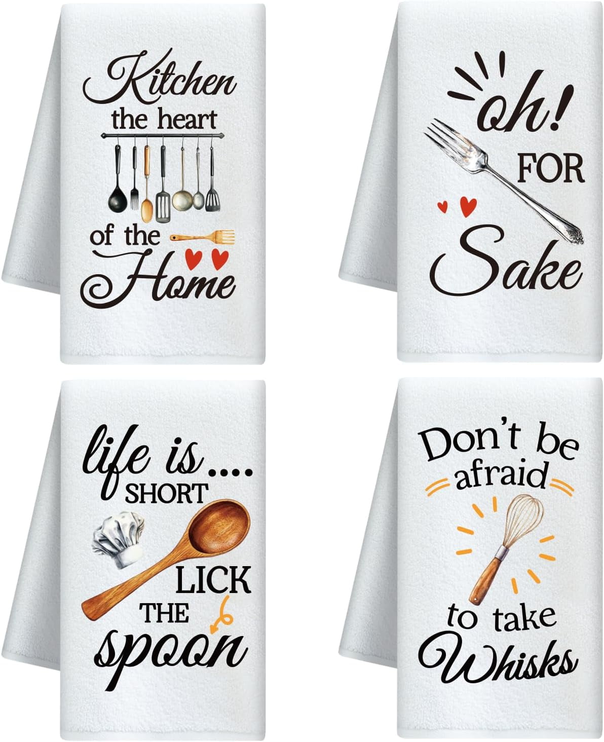 Humorous Kitchen Phrase Decorative Kitchen Towels Set of 4 Soft ...