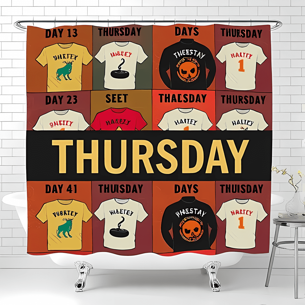 Humorous Misspelled Thursday Shower Curtain - Vintage Calendar Design ...
