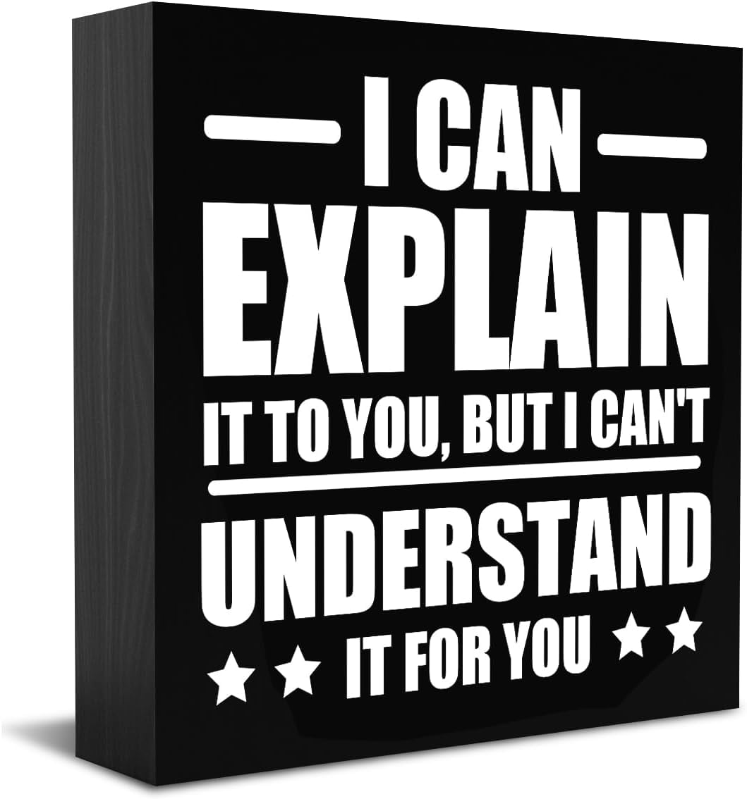 Humorous Office Desk Decor Wooden Box Sign for Home Office Family ...