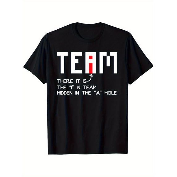 Humorous 'Team' Graphic T-Shirt - Unisex Casual Round Neck Short Sleeve ...