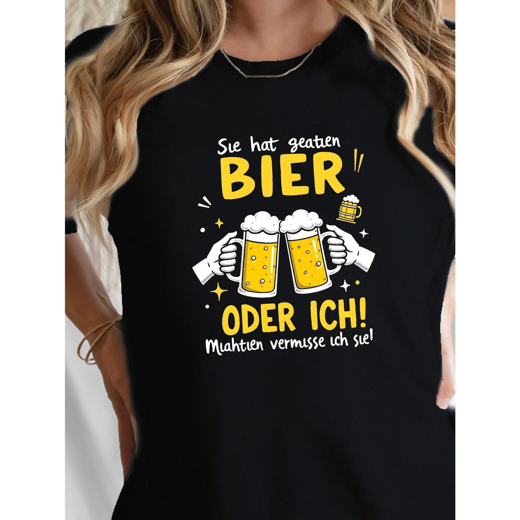 Humorous Tops for Women "Sie Hat Geaten Bier Oder Ich! Mit Beer Mugs ...