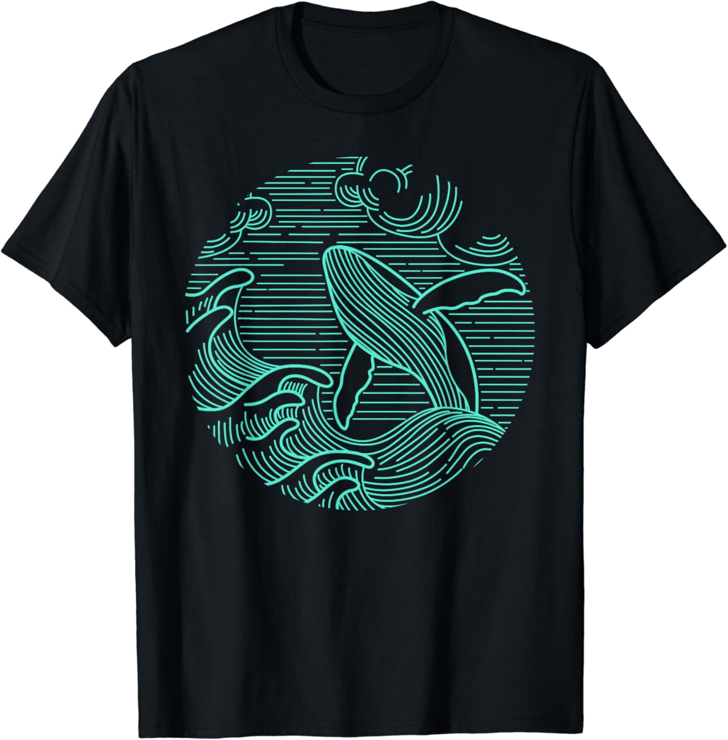 Humpback Whale Marine Life Ocean Nature Sea Blue Waves T-Shirt ...