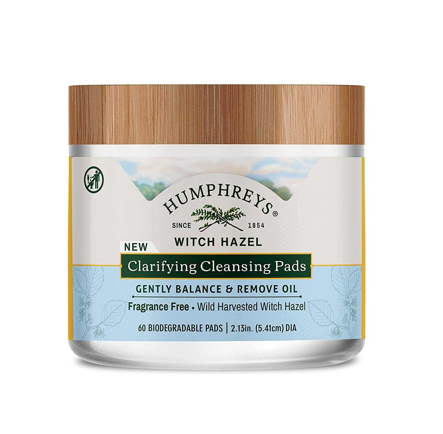 Humphreys Clarifying Witch Hazel Cleansing Pads Fragrance Free Clear ...