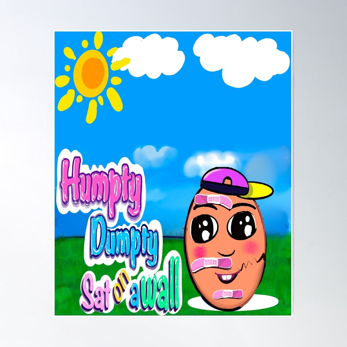 Humpty Dumpty Sat On A Wall- Kids Nursery Rhyme Poster Wall Art, Modern ...