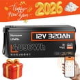 HumsiENK Bluetooth 12V 320Ah Lithium Battery, 300Ah(320Ah) LiFePO4 ...