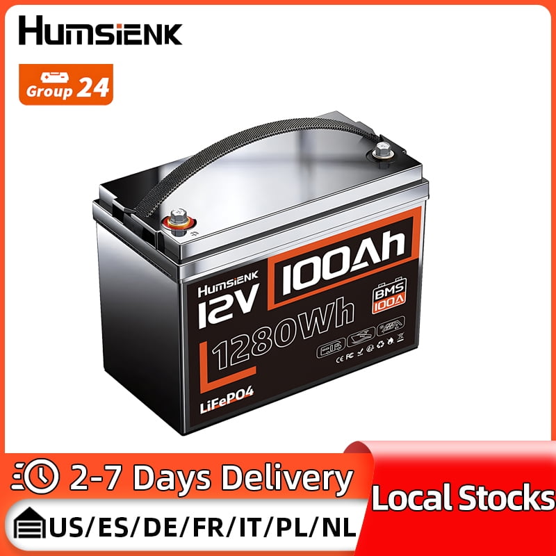 Humsienk 12V 100Ah Built-in 100A BMS Lithium Iron Phosphate Battery ...