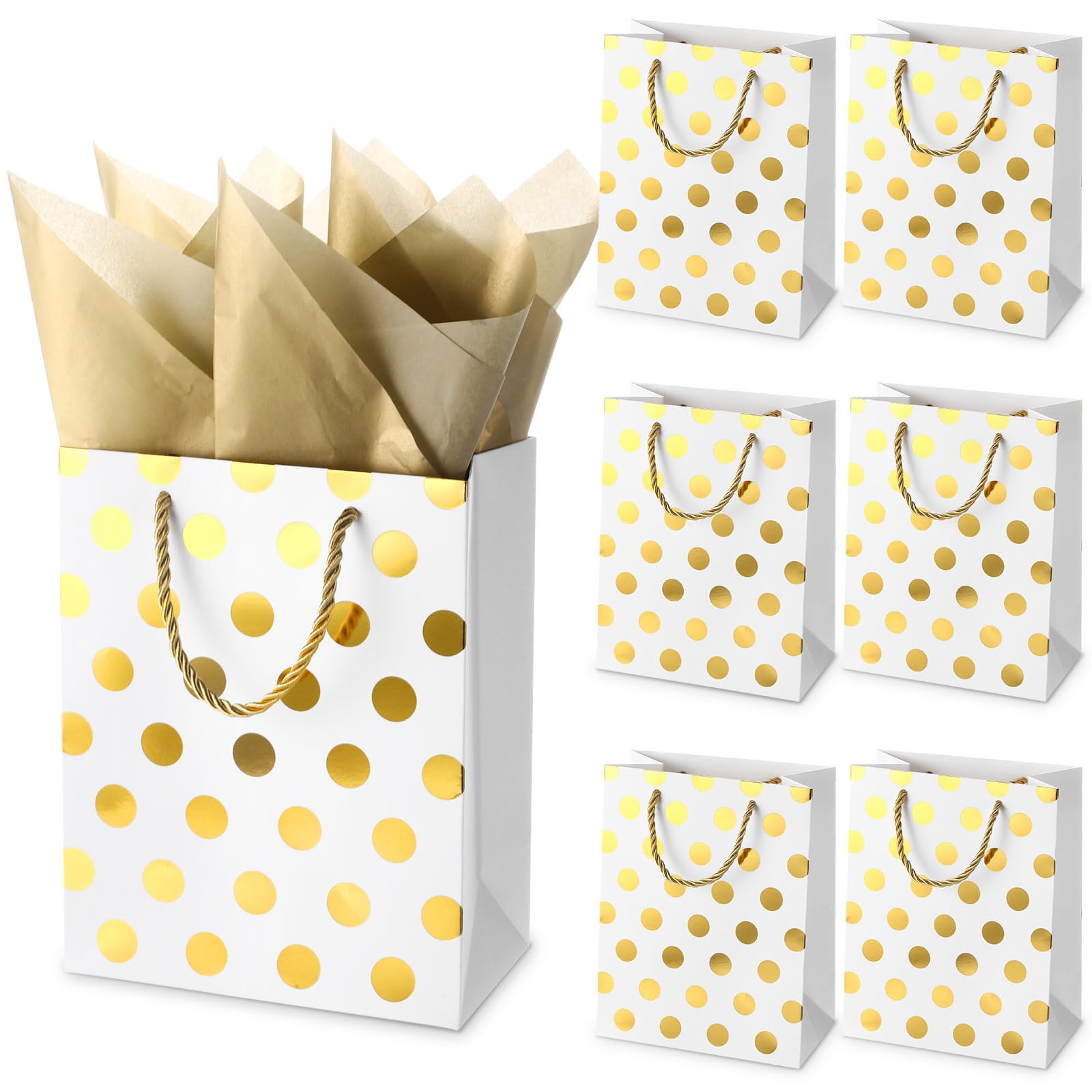 Humyoun 6 Pack Medium Gift Bags with Tissue Paper 7 x 4 x 9 Thick Gift ...