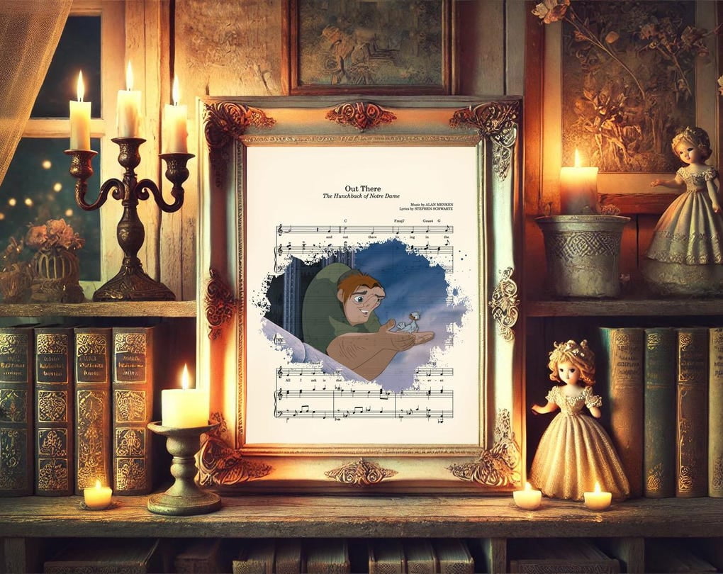 Hunchback Of Notre Dame Quasimodo And Bird Out There Sheet Music Art ...