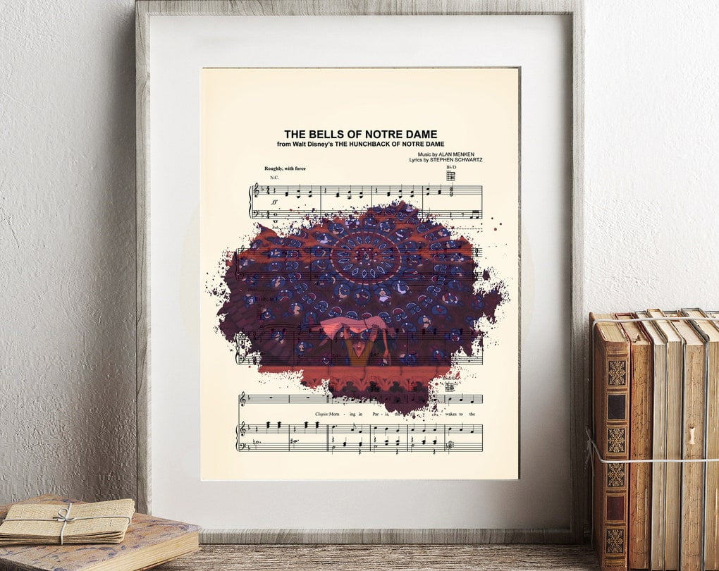 Hunchback Of Notre Dame Quasimodo And Esmeralda Splatter Sheet Music ...