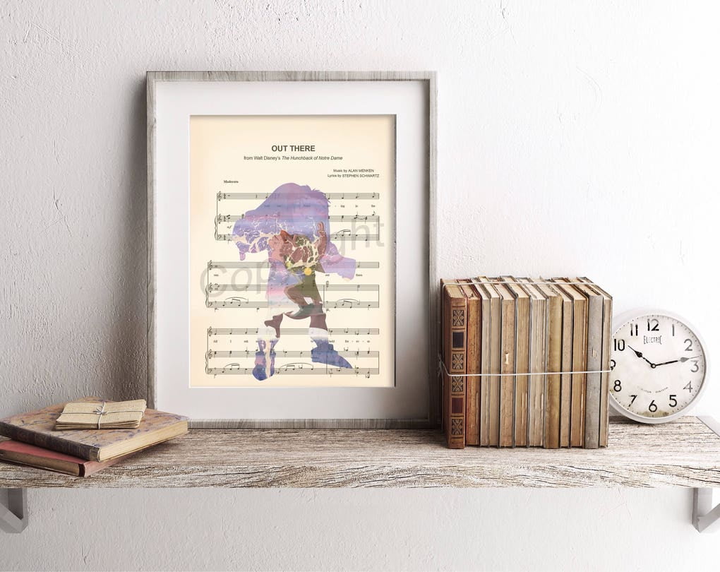 Hunchback Of Notre Dame Quasimodo Out There Sheet Music Art Print ...