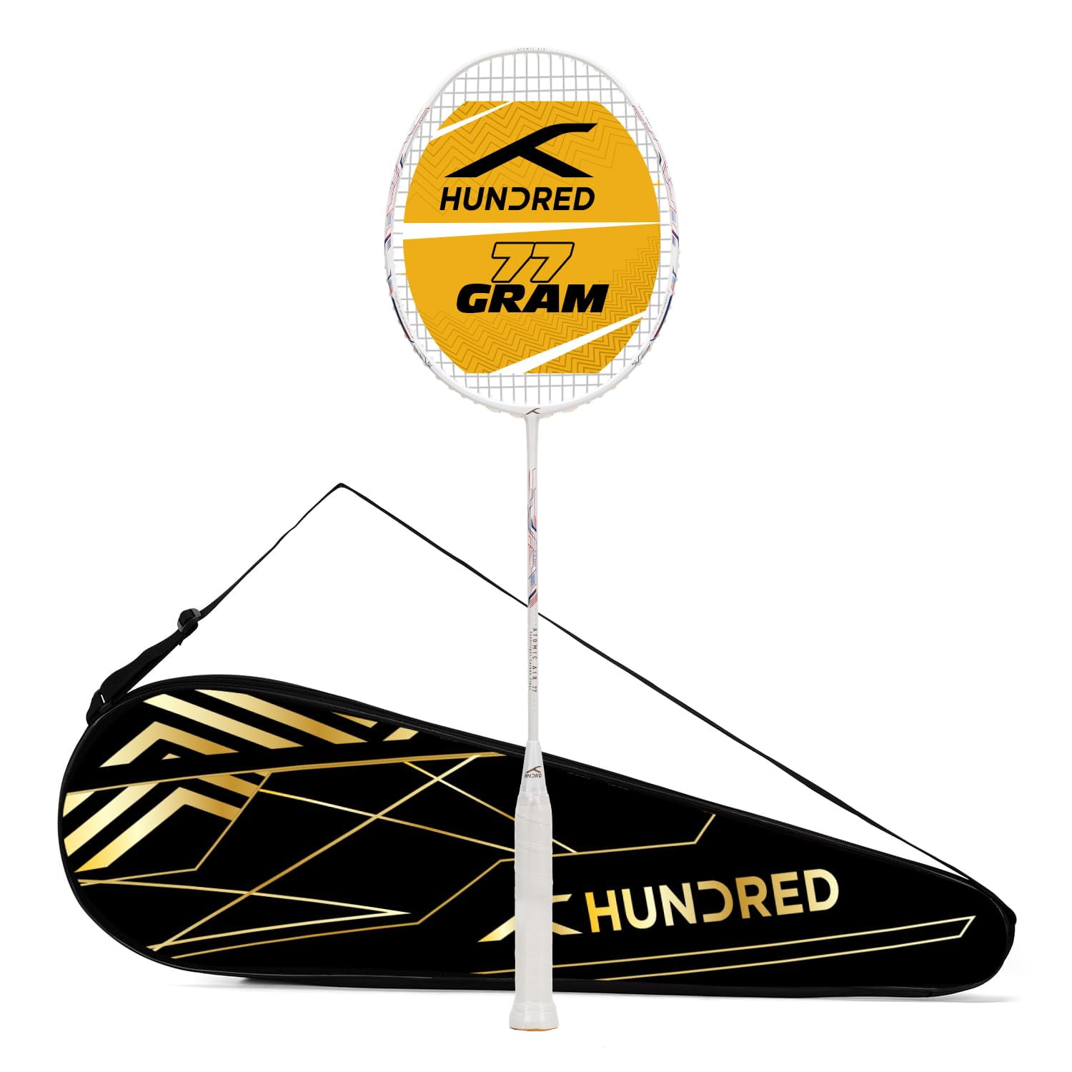 Hundred Atomic Air 77 Carbon Fibre Strung Badminton Racket With Full ...