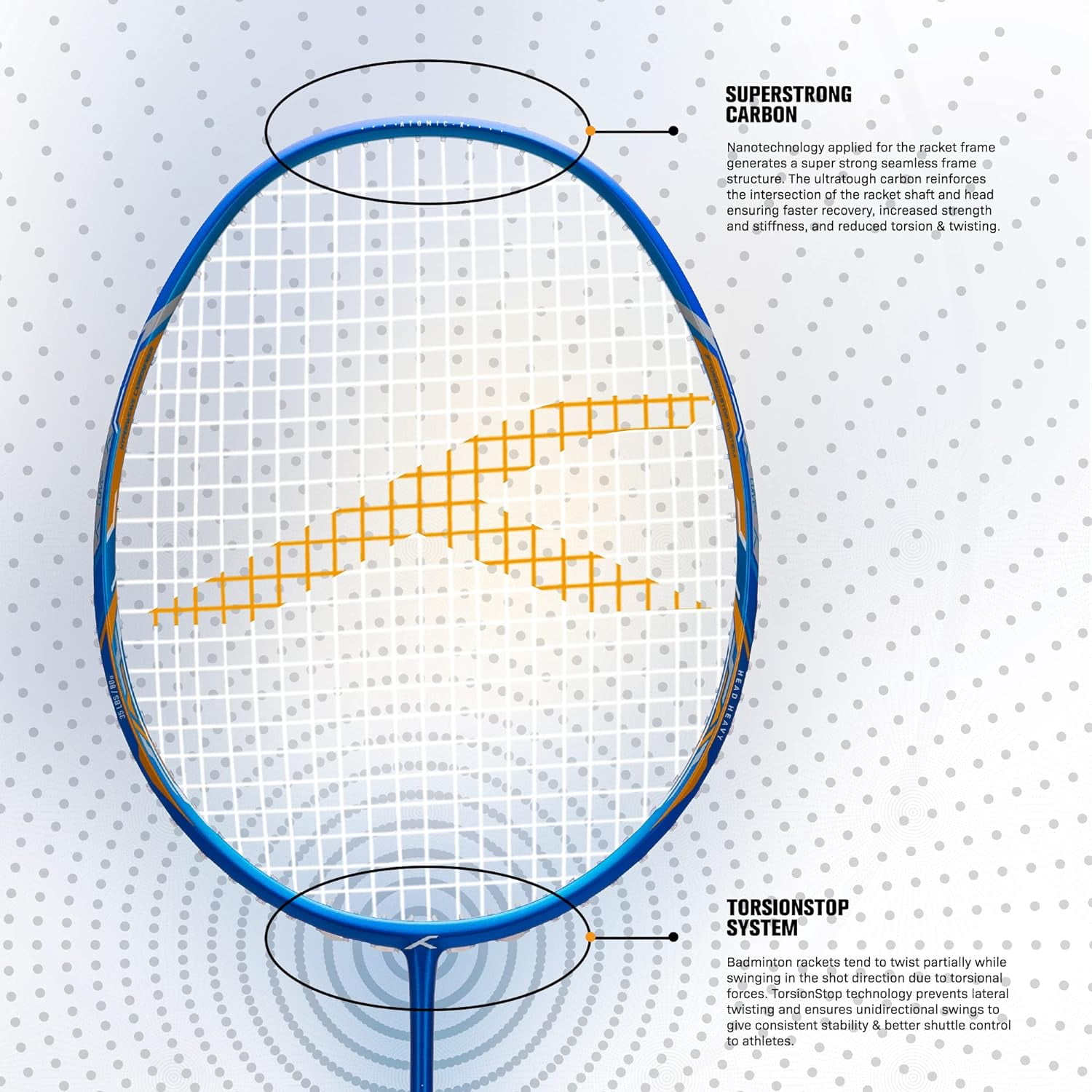 Hundred Atomic X 35 Spd Carbon Fibre Strung Badminton Racket With Full ...