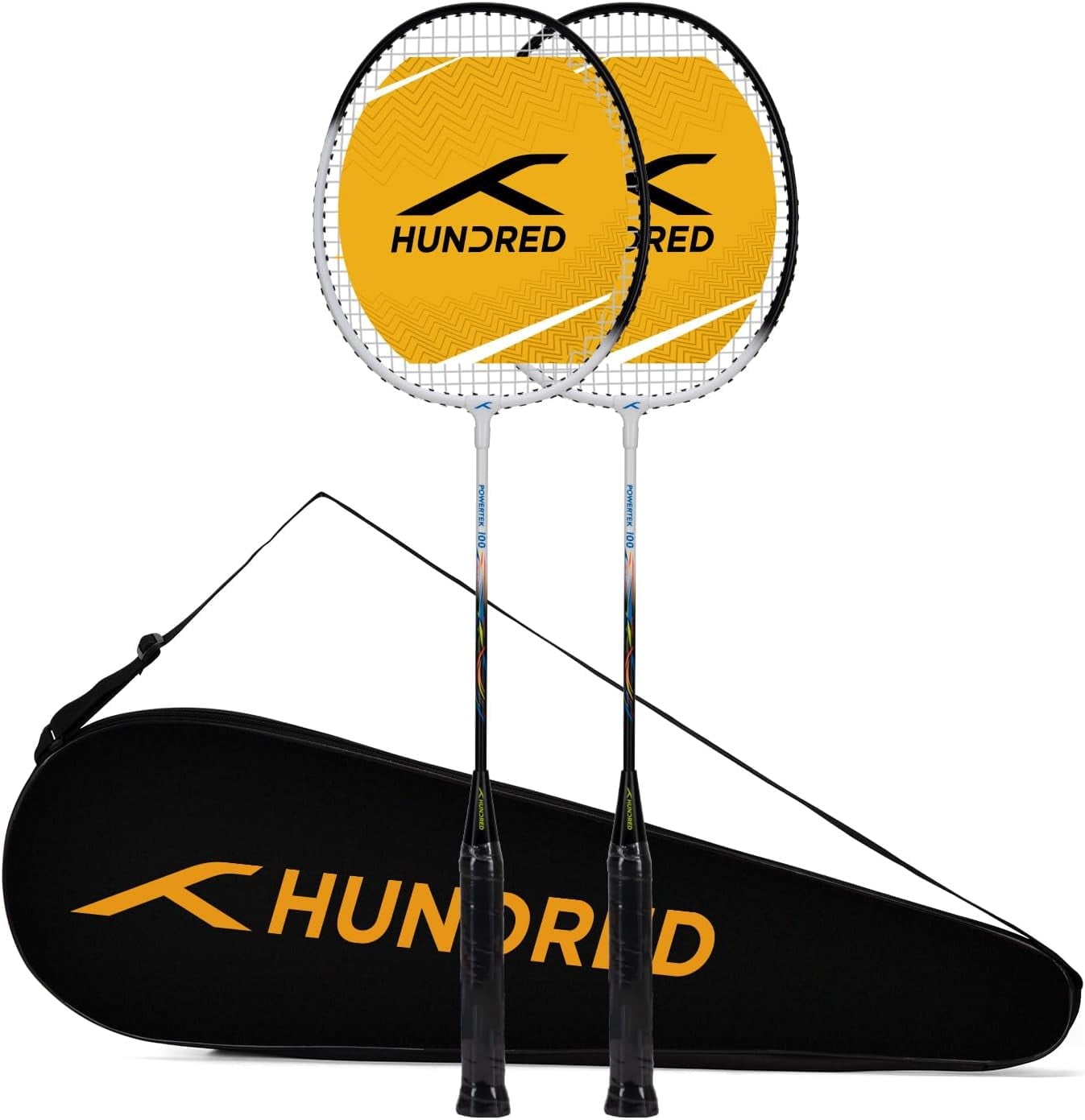 HUNDRED Powertek 100 (Set of 2) Badminton Racquet with Full Cover ...