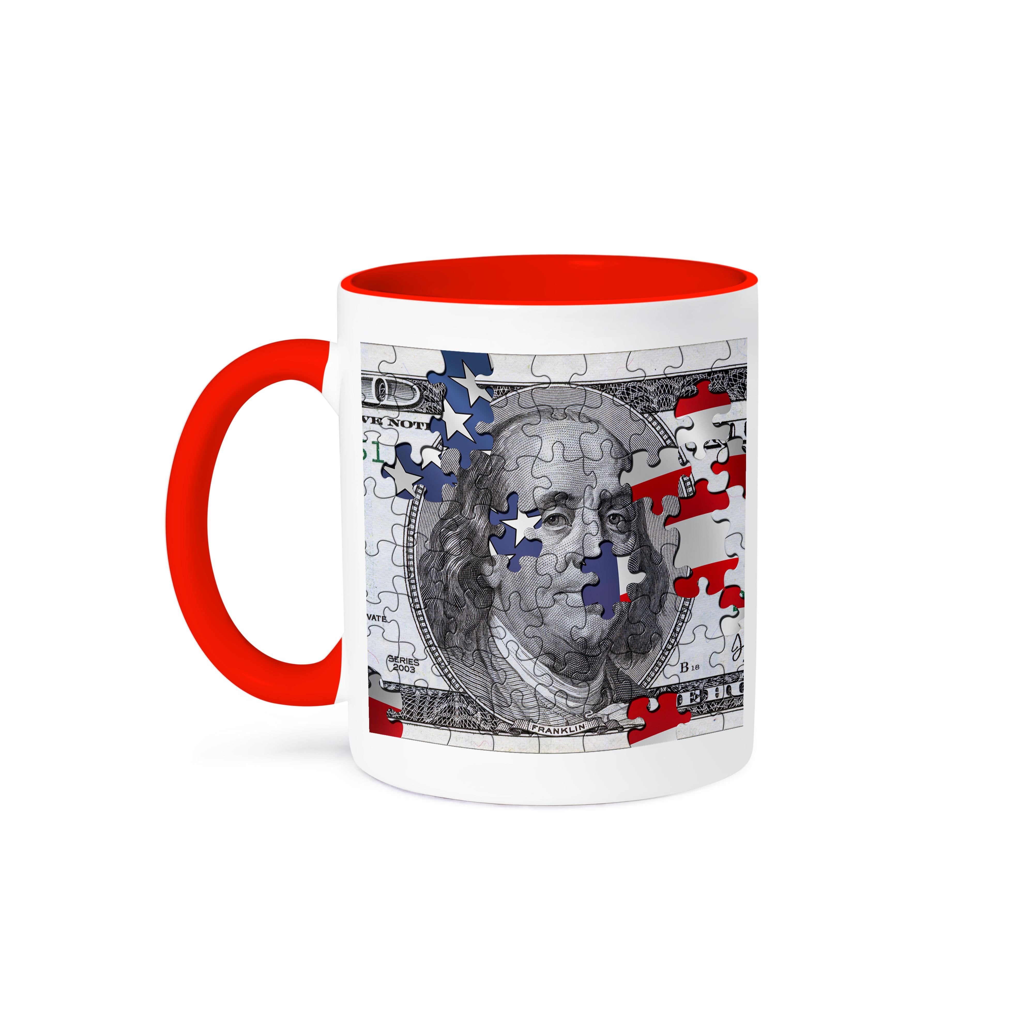 3dRose, Hundred dollar bill usa american money bank note puzzle flag abstract puzzled franklin ...