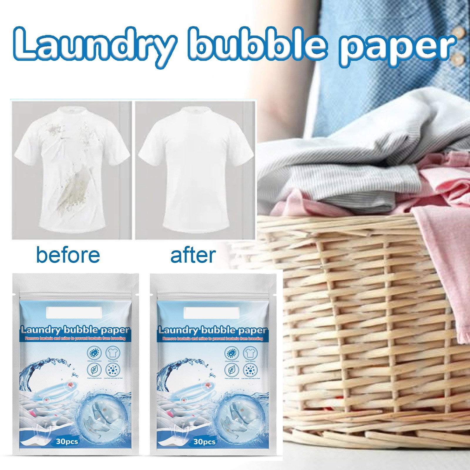 Hunei Lotion Laundry Detergent Sheets 2 Pcs Laundry Bubble Paper ...