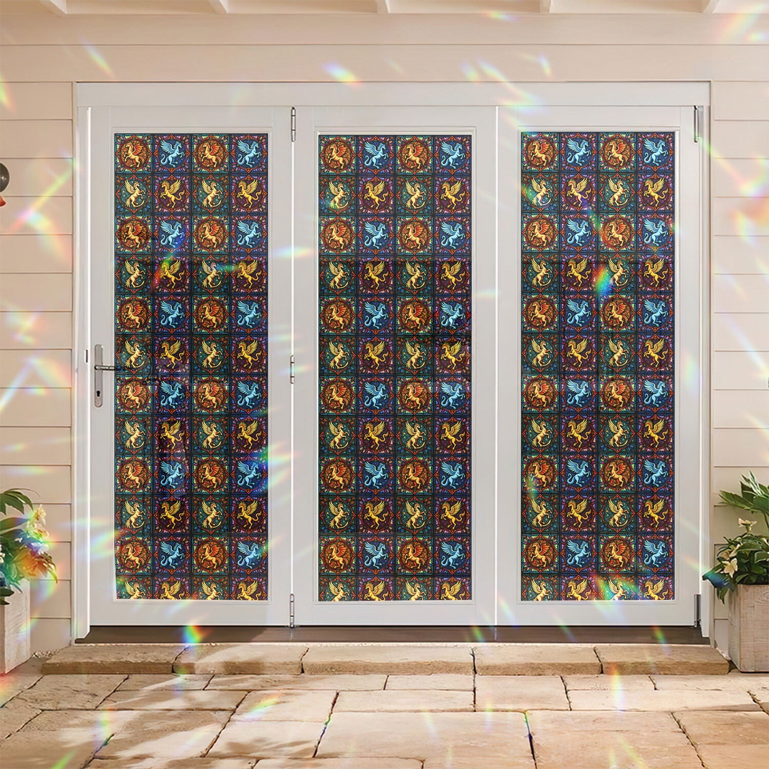 HungBloom 17.7x78.7 inches Mythical Creatures Stained Glass Window Film ...
