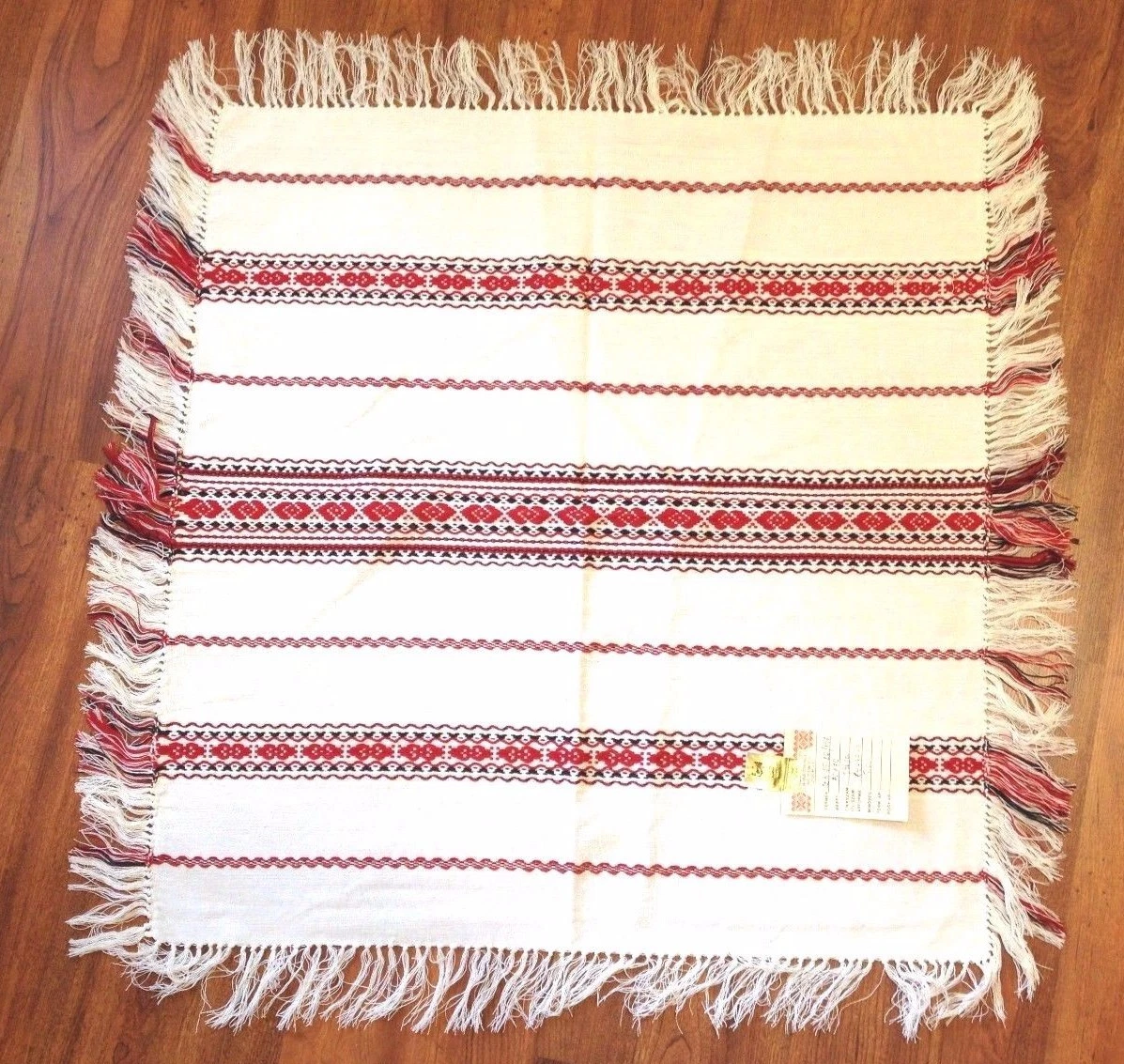 Hungarian Table Cloth, Runner, Scarf Square White With Red/Black 30 ...