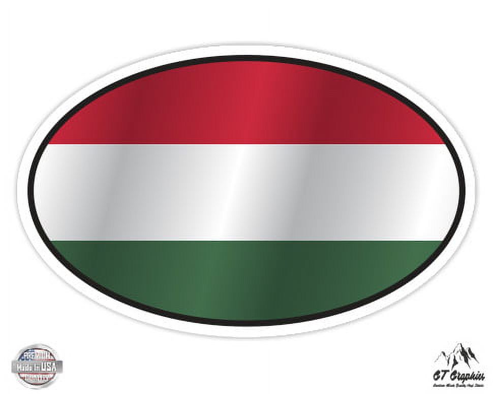 Hungary Flag Oval - 12" Vinyl Sticker Waterproof Decal - Walmart.com