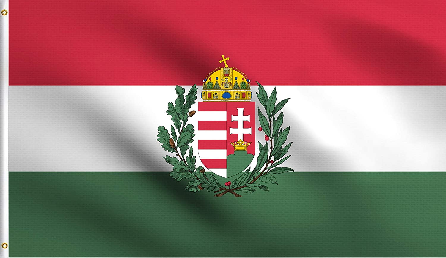 Hungary Hungarian Magyarország Crest Coat of Arms Flag, 3Ply Polyester ...