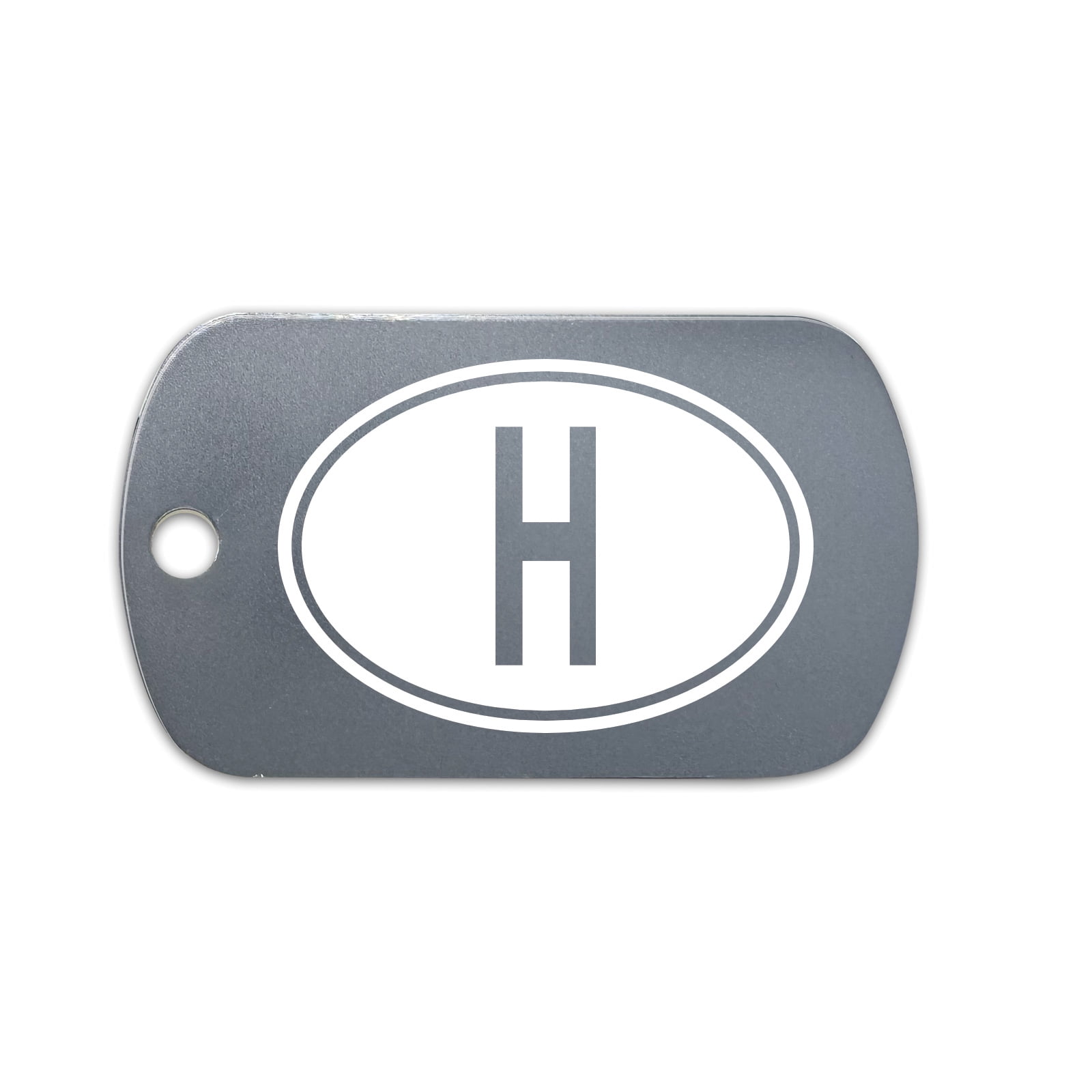 Hungary Oval GI Dog Tag Aluminum Keychain country code h - Silver ...