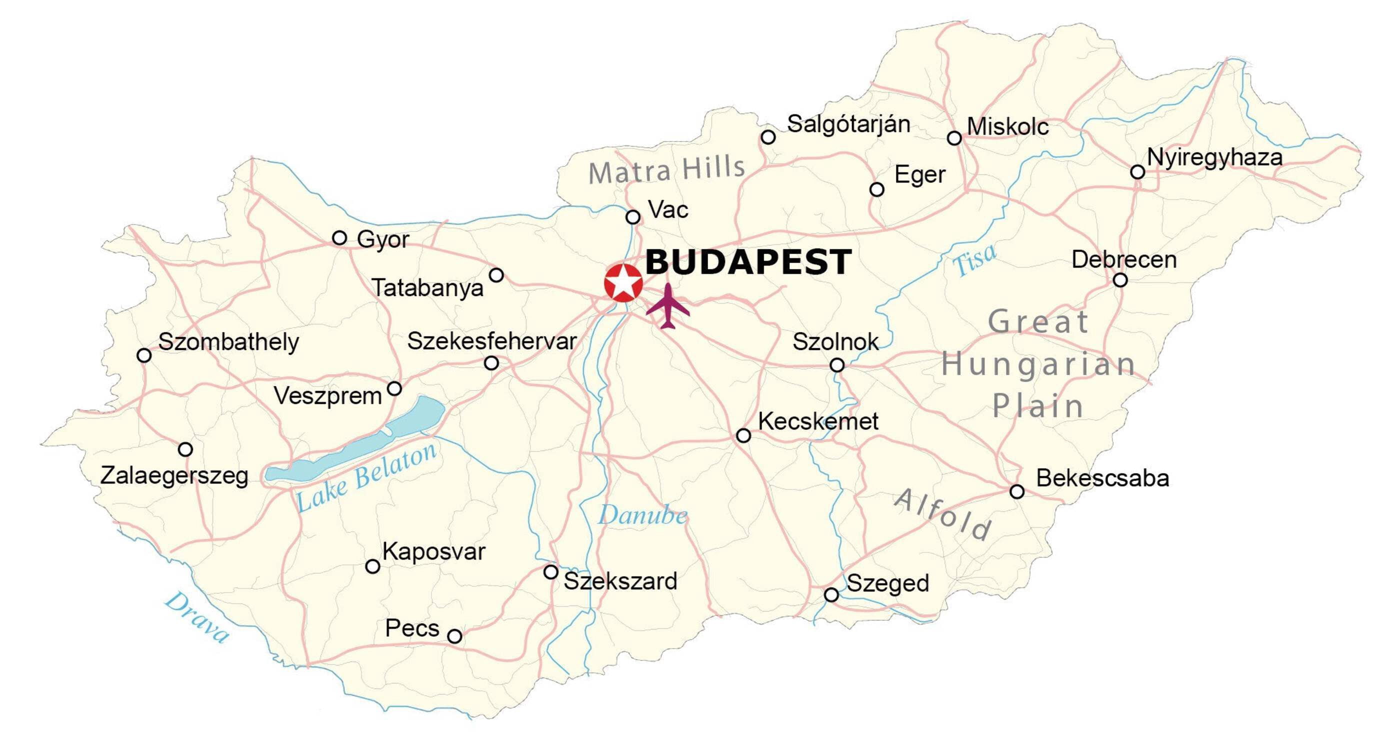 Hungary Road Map GLOSSY POSTER PICTURE PHOTO PRINT BANNER ...