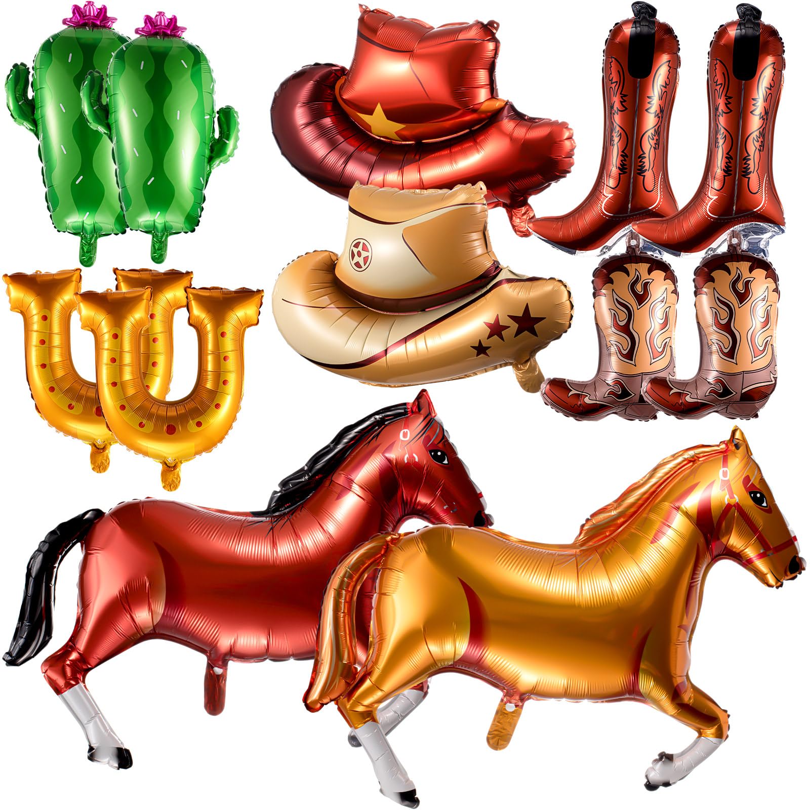 Hungdao 12 Pcs Western OIF8 Themed Balloons Rodeo Balloons Cowboy ...