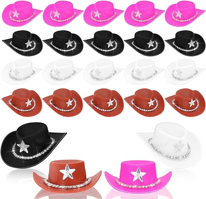 Hungdao 20 Pcs Mini Cowboy Hat for Crafts Mini Cowgirl Hat for Dolls ...
