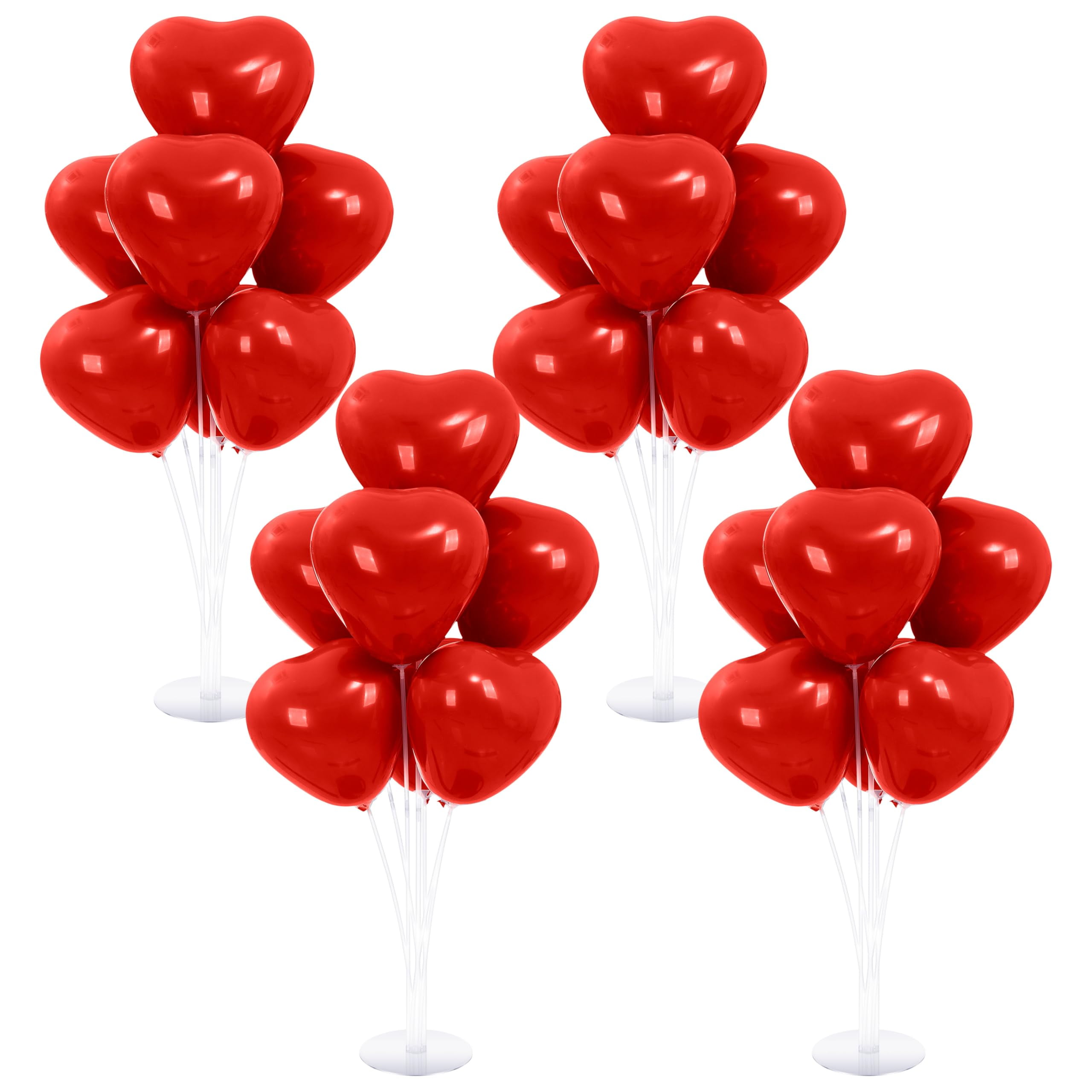 Hungdao 4 Sets Valentine Heart Balloon Stand Kit Red Balloon Table ...