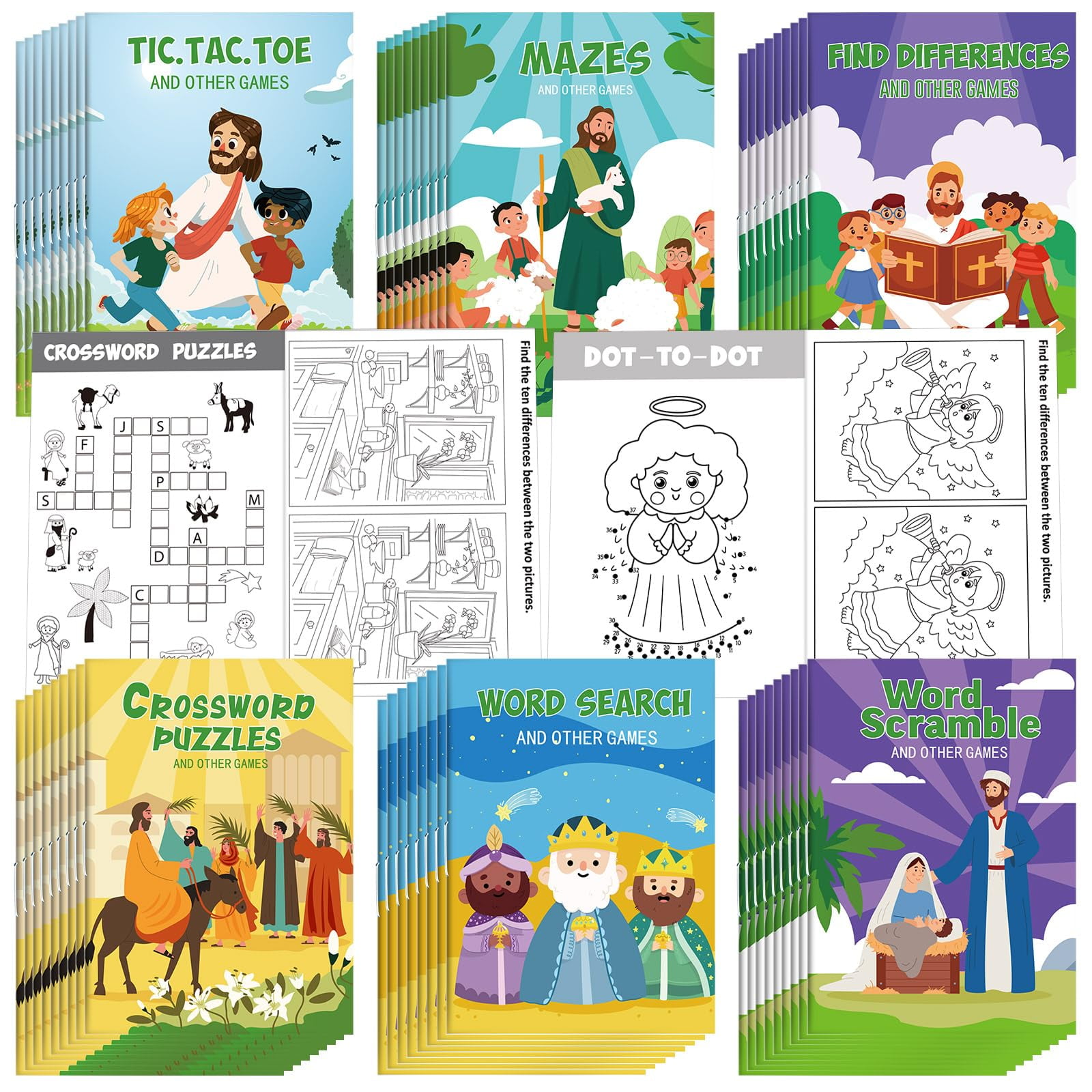 Hungdao 48 Pcs Bible RRF12 Mini Activity Books for Kids, Mini Fun and ...