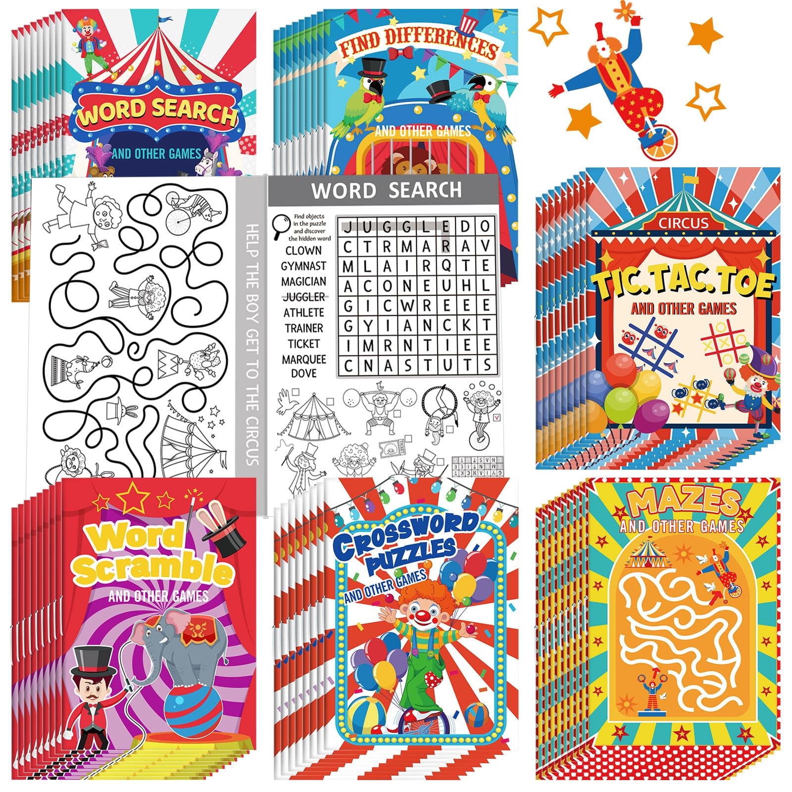 Hungdao 48 Pcs Circus Carnival Mini Activity Books for Boys Girls ...