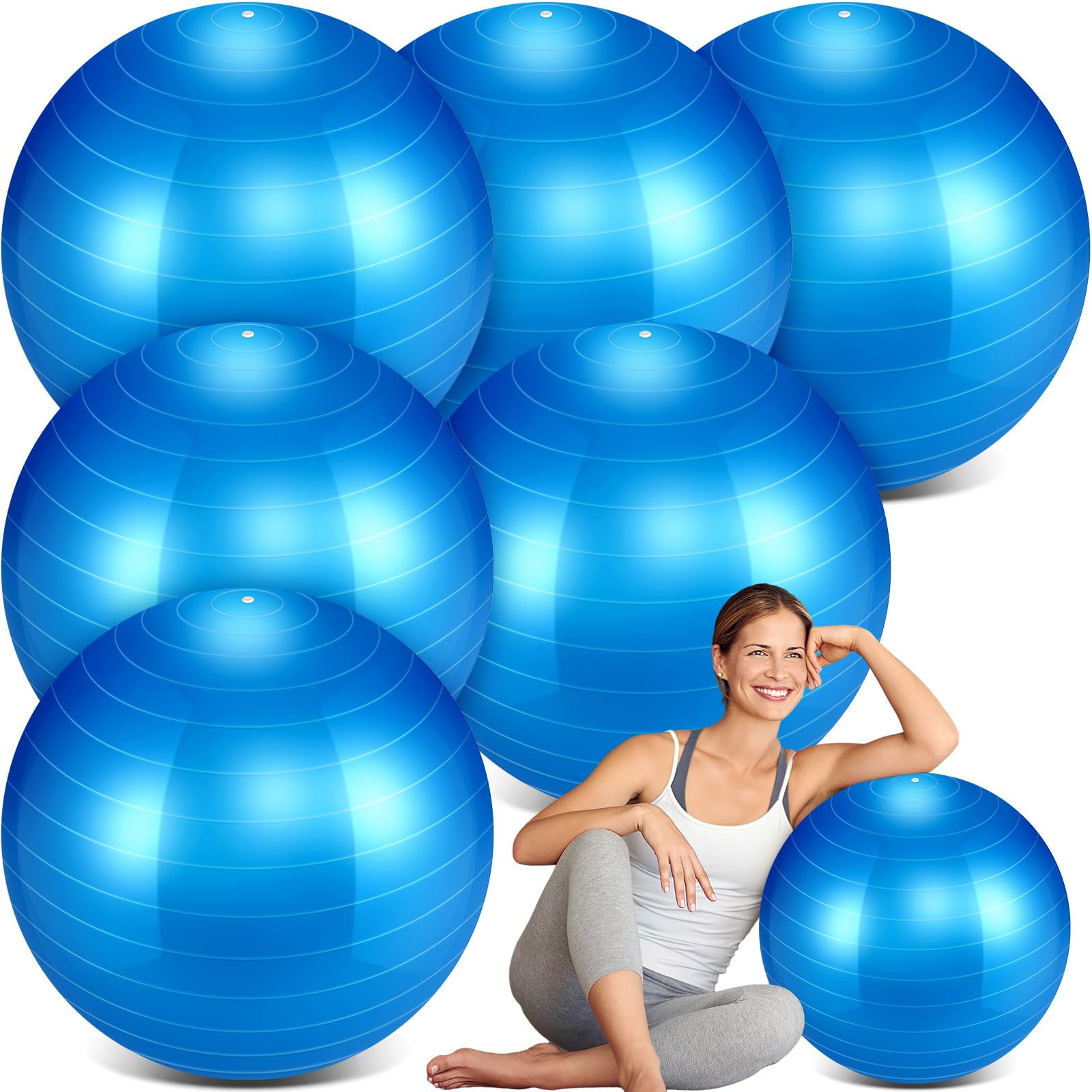 Hungdao 6 Pack Exercise Ball Bulk Inflatable Pregnancy & Workout Ball ...
