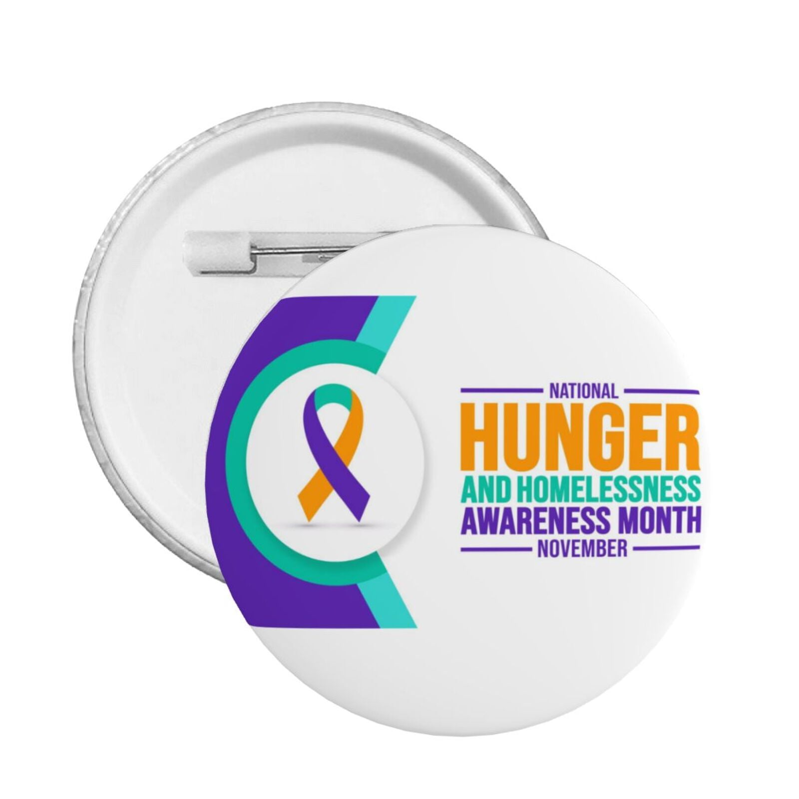 Hunger And Homelessness Awareness Month Pin Button Badge, Personalised ...