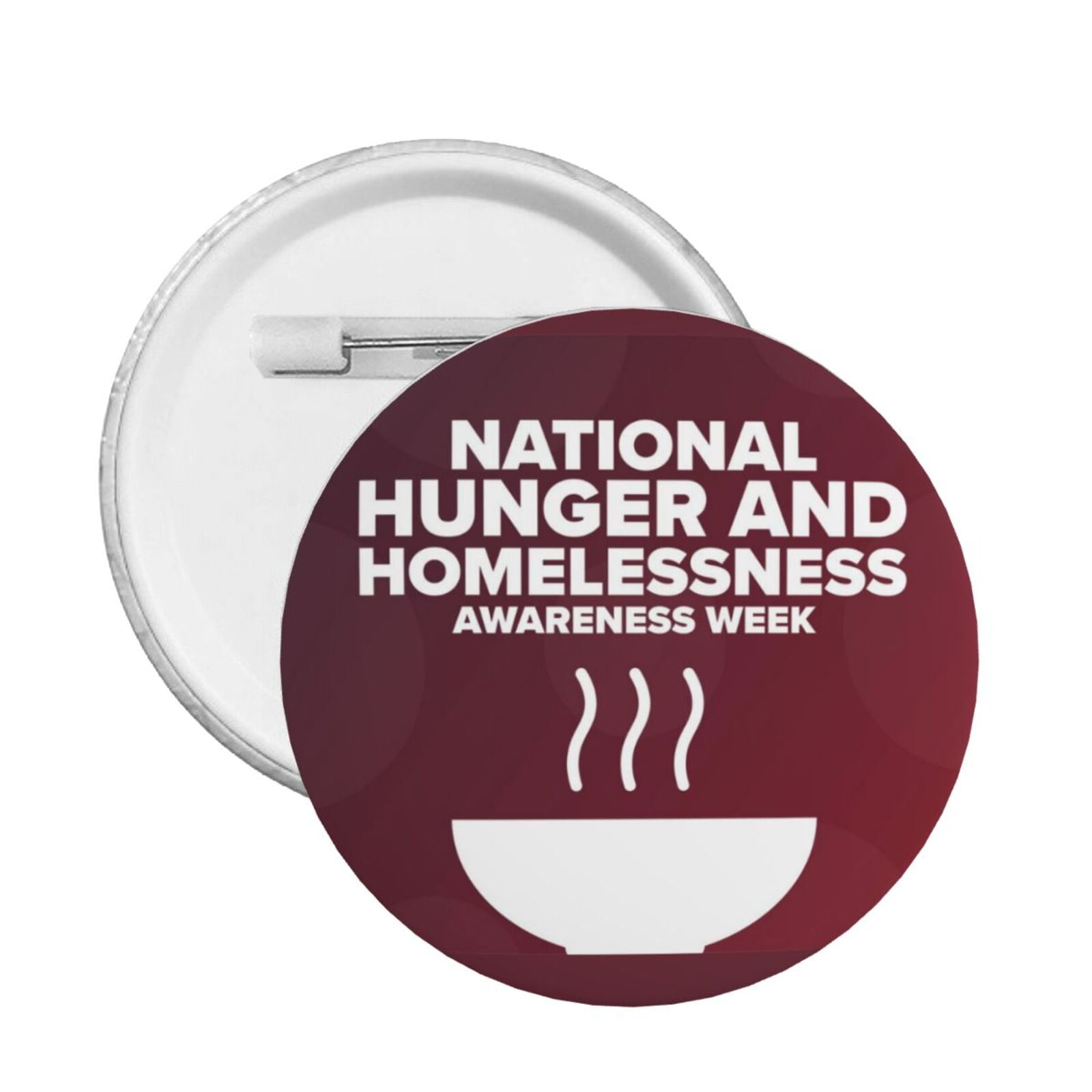 Hunger And Homelessness Awareness Month Pin Button Badge, Personalised ...
