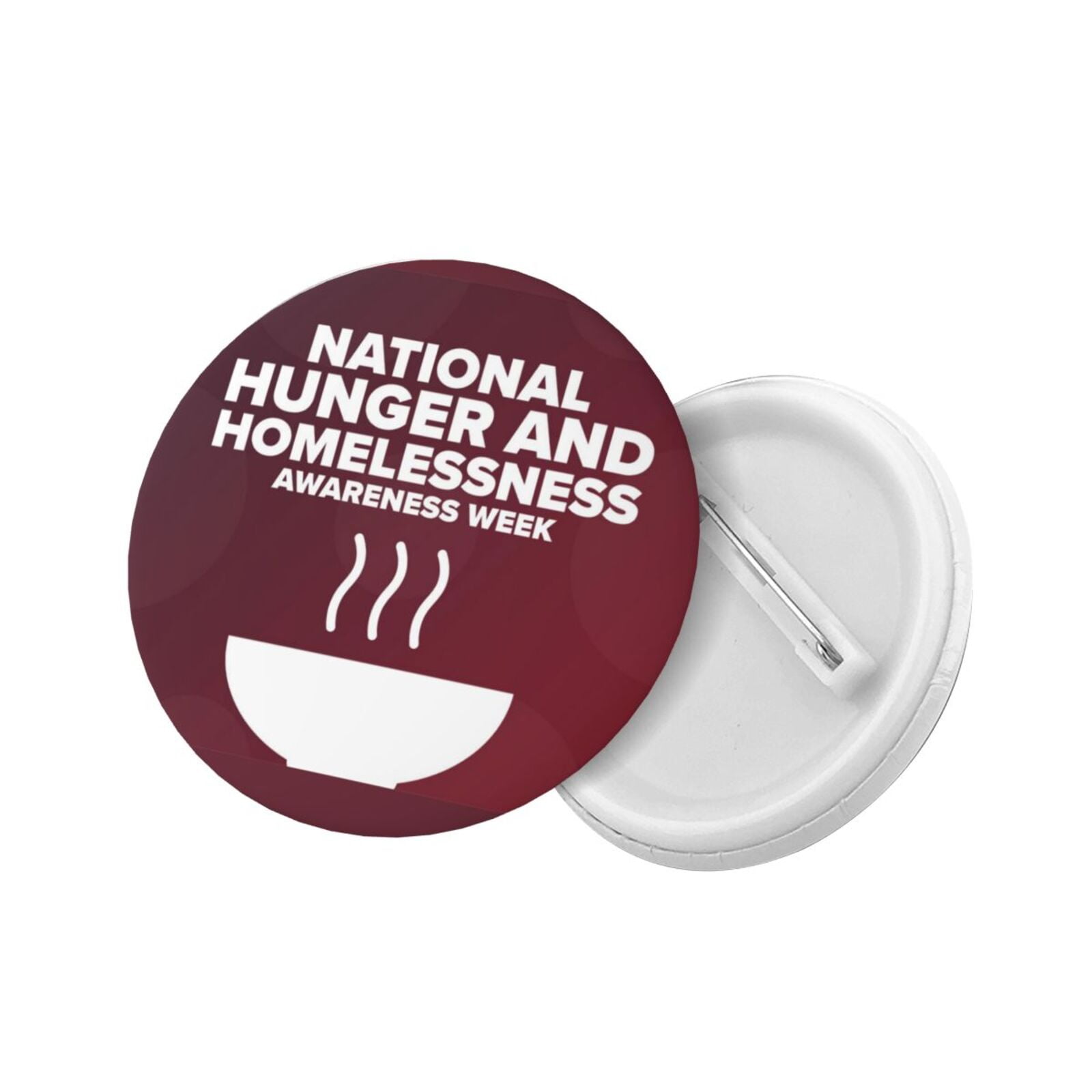 Hunger And Homelessness Awareness Month Pin Button Badge, Personalised ...