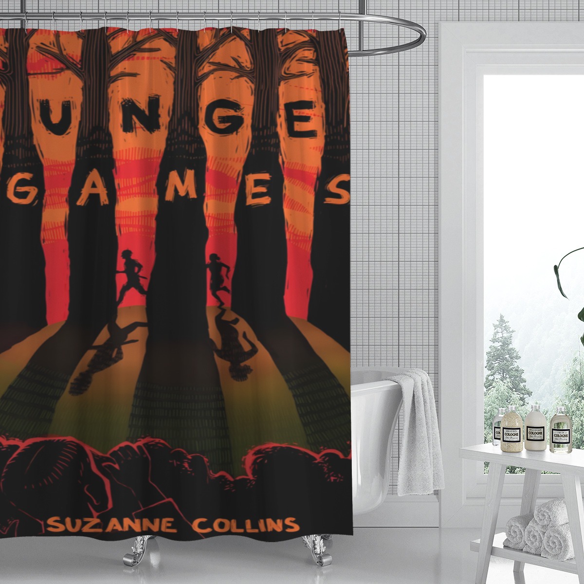 The Hunger Games shower curtain showcases an iconic print, is ...