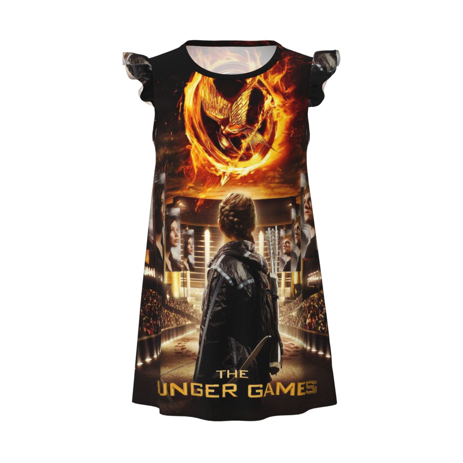 Hunger Movie Game Flutter Sleeve Soft Fabric Casual Dress Cartoon ...