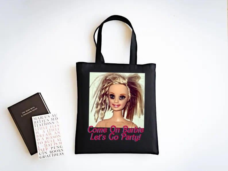 Hungover Barbie Movie Meme Quote Party Girl Fun Graphic Margot Tote Bag ...