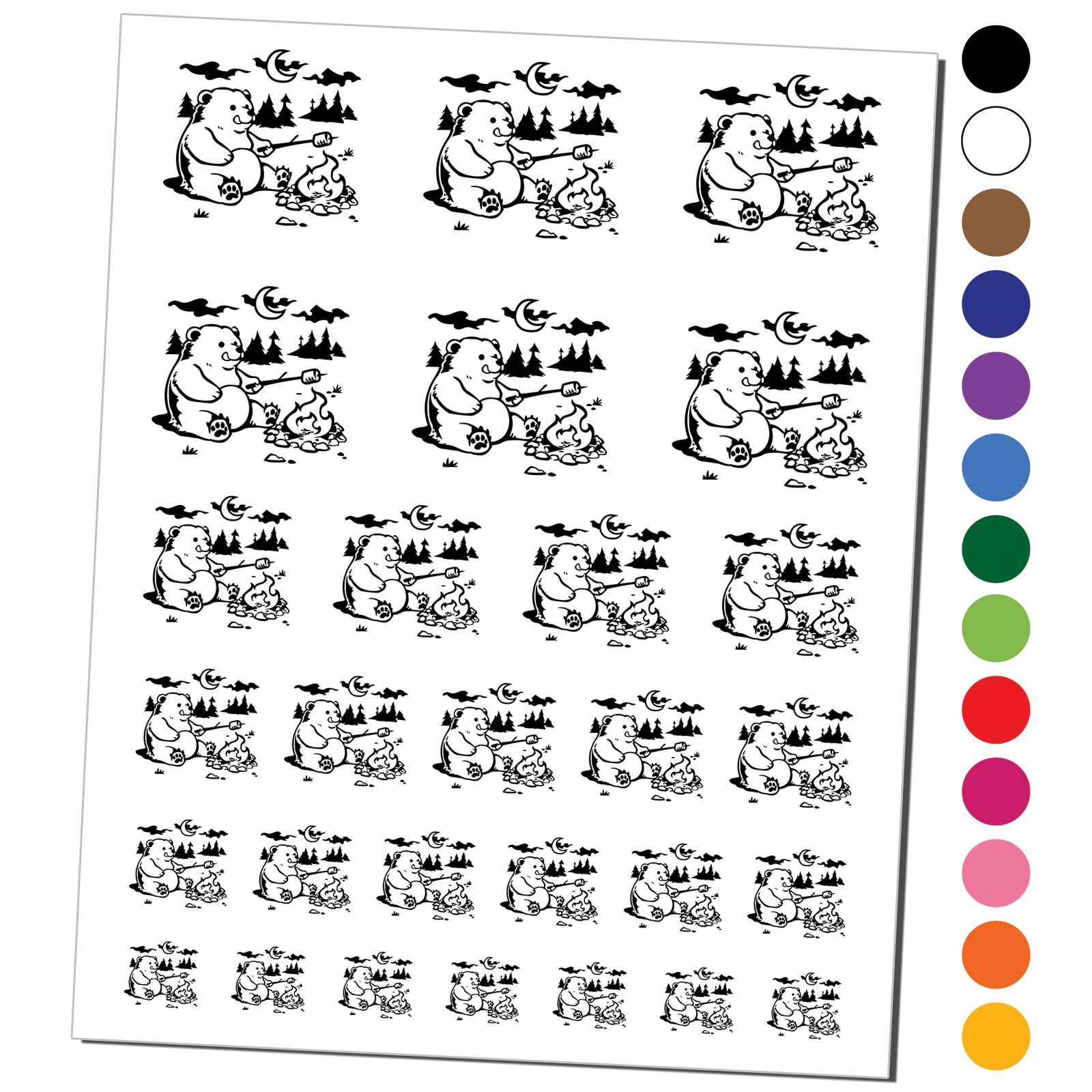 Hungry Bear Making S'mores over a Campfire Water Resistant Temporary ...