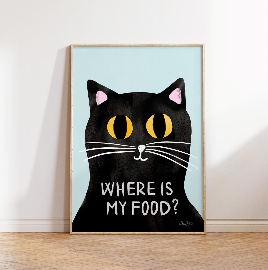 Hungry Cat Poster, Cat Owner Gift, Cat Food, Funny Cat Lover Gift ...
