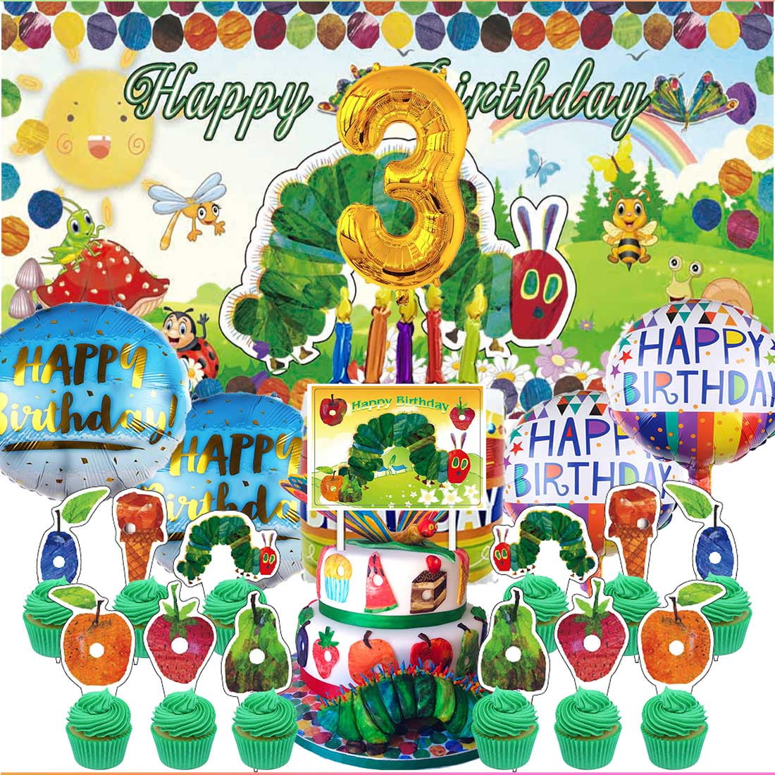 Hungry Caterpillar Party Supplies Decor 3rd Kit Balloons Birthday Cake ...