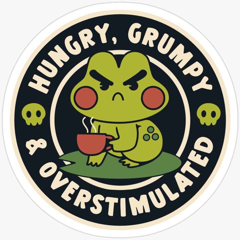 Hungry Grumpy And Overstimulated Sticker Phone Decal Water Bottle ...
