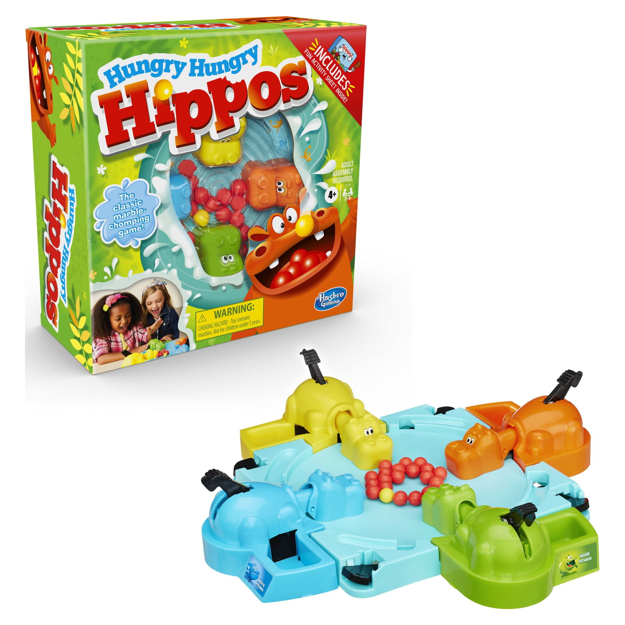Hungry Hungry Hippos Family Board Game Toy, Ages 4+, 2-4 Players ...