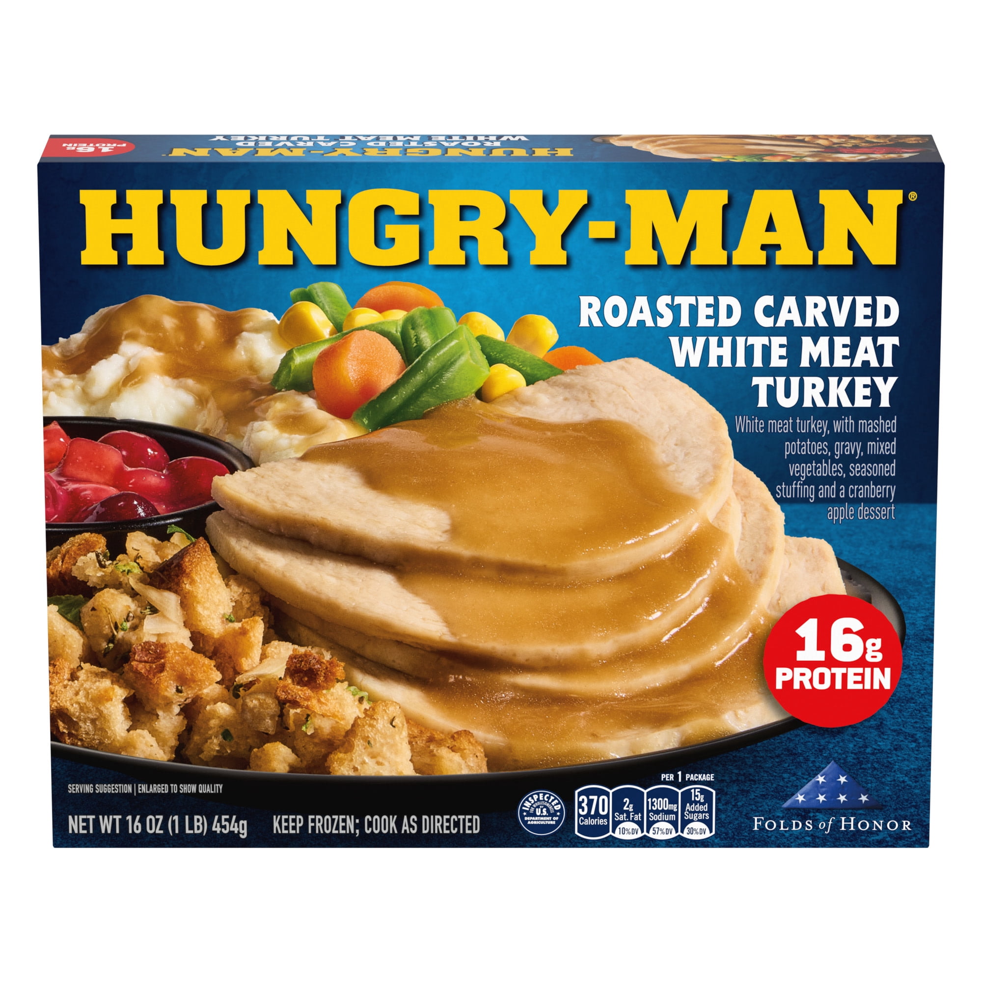 Hungry-Man Carved White Meat Roasted Turkey, 16g Protein, Frozen Meal ...