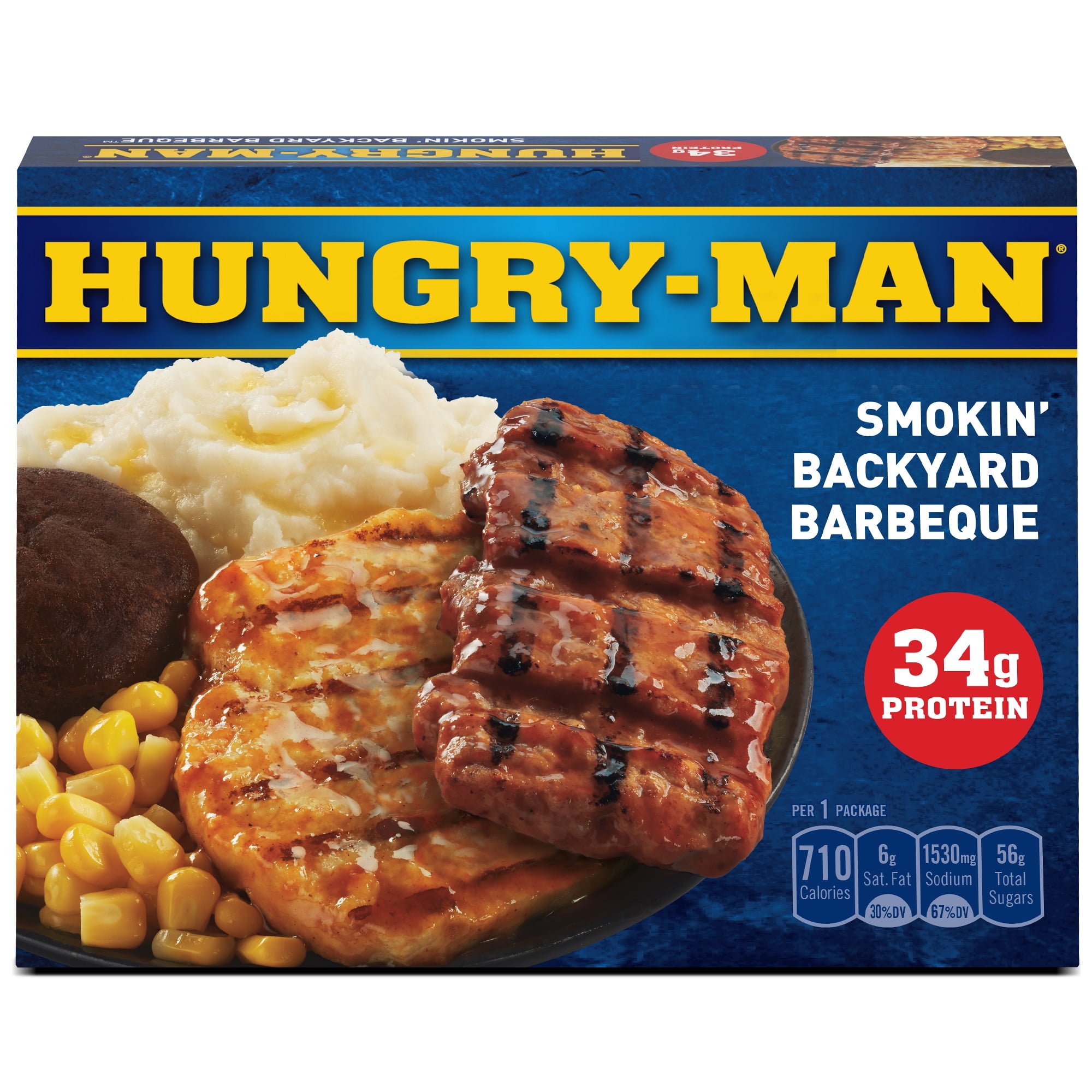 Hungry Man Smokin' Backyard BBQ Frozen Dinner, 15.25 oz (Frozen ...